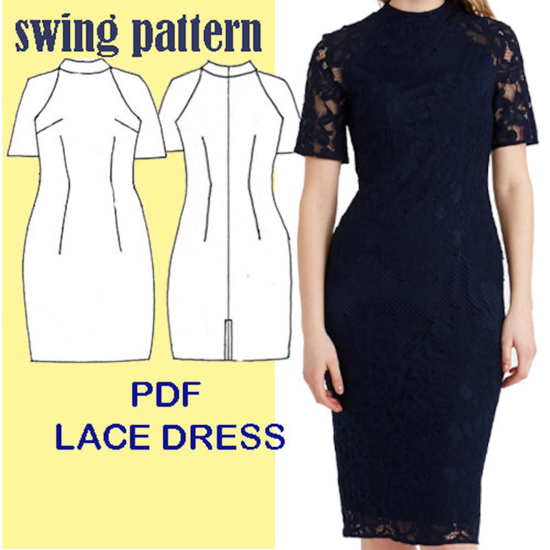 Pdf Sewing Pattern Lace Dress Beautifully Form Fitting//lace Dress With ...