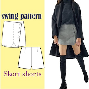 Skort Shorts Digital PDF Sewing Pattern // EU Size 36-38-40 // Instant ...