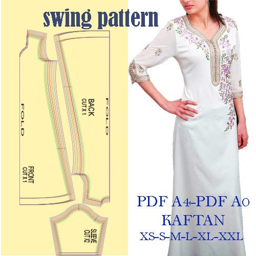 Kaftan Pdf Sewing Pattern Women's Lounge Dress PDF Instant Digital ...
