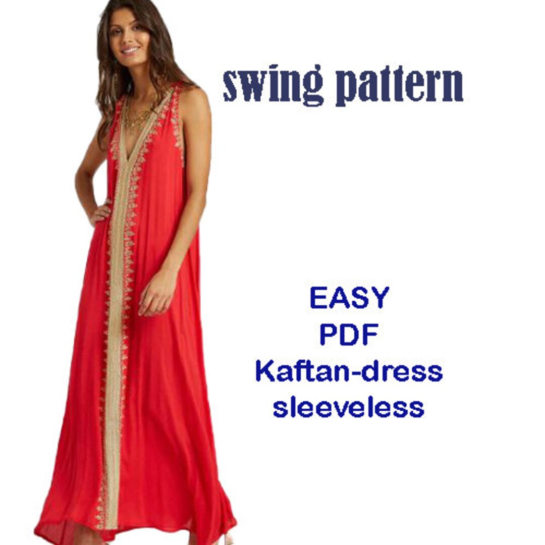 Pdf Swing Pattern Kaftan-dress Sleeveless/digital Sewing Pattern, US ...