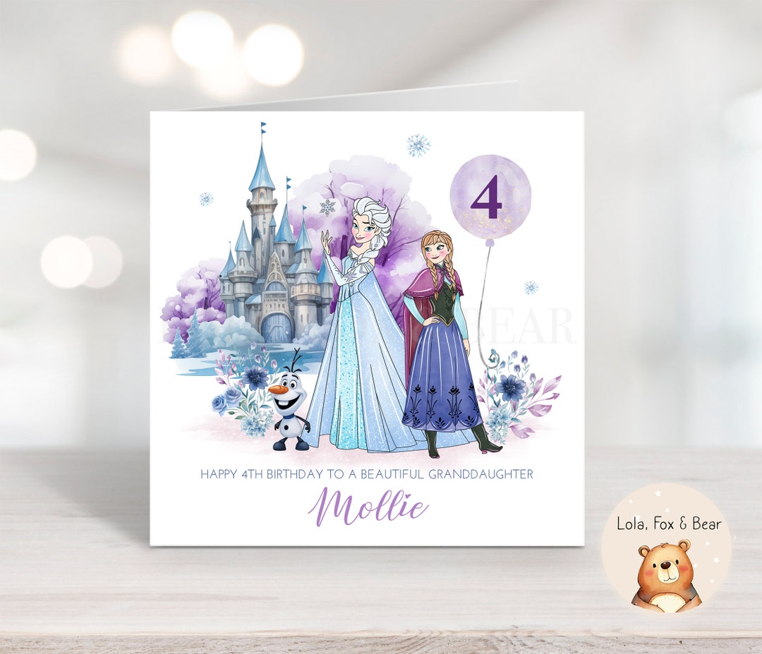 Frozen Birthday Card Personalised - Elsa & Anna, Daughter Granddaughter ...