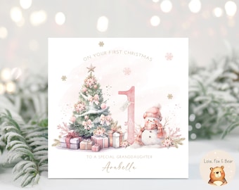 Personalised Baby's First Christmas Card Custom Name and Message ...
