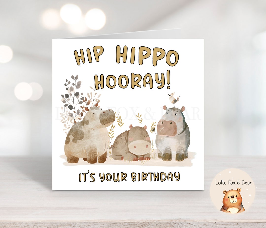 Hippo Birthday Card, Hippopotamus, Funny Birthday Card, for Him, for ...