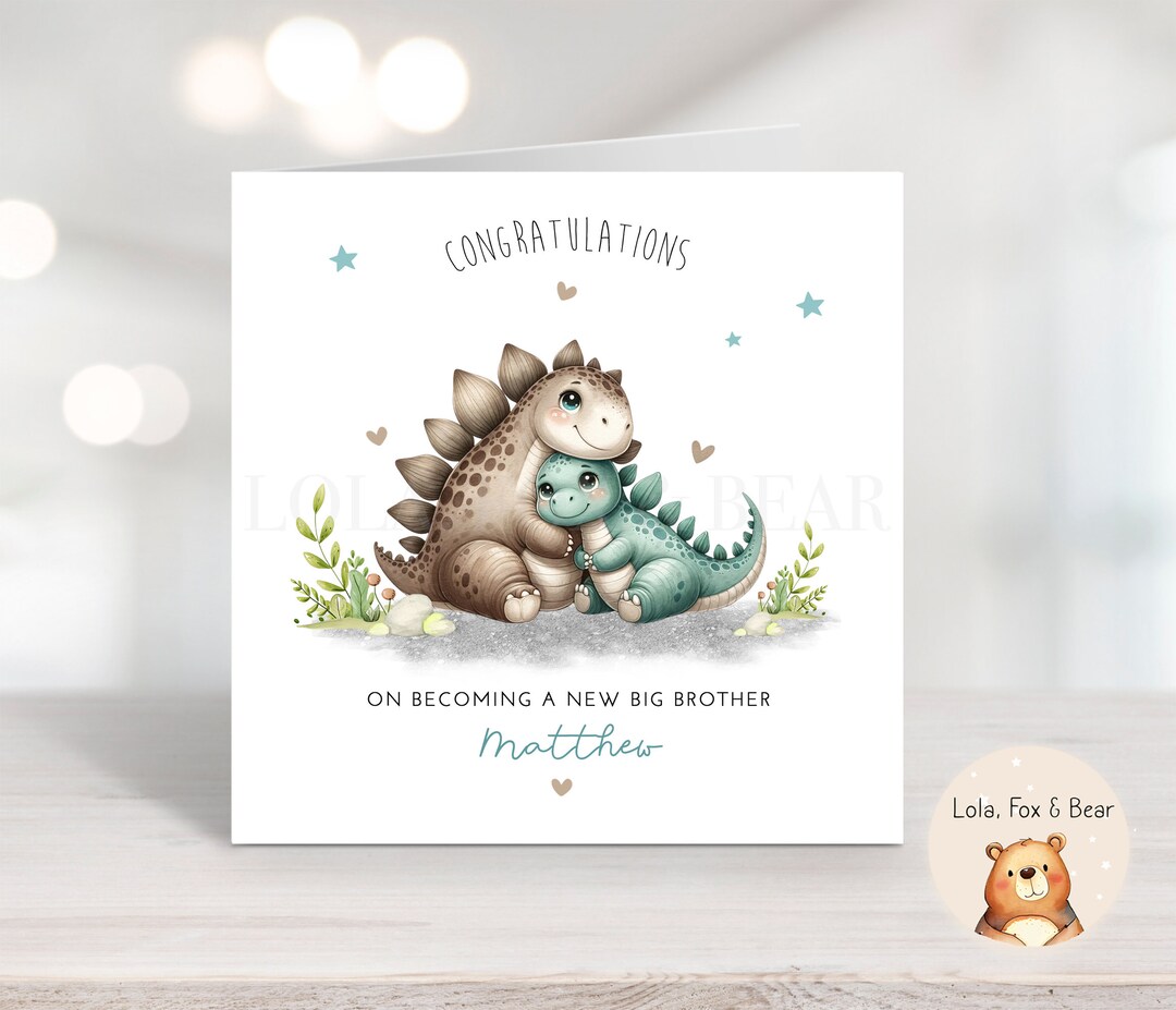 Dinosaur Big Brother Card – Personalized Congratulations Card - Etsy UK