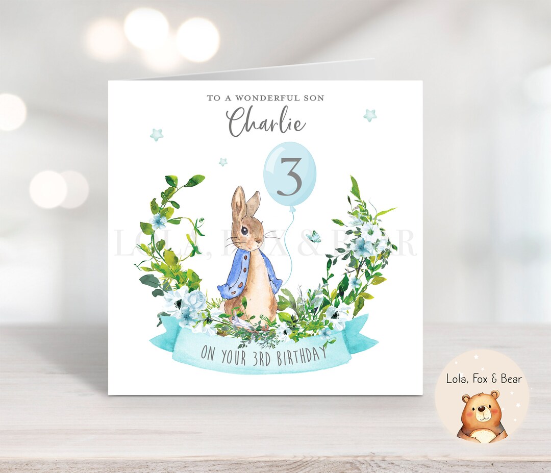 Peter Rabbit Boys Birthday Card - Any Age Personalised Grandson Godson ...
