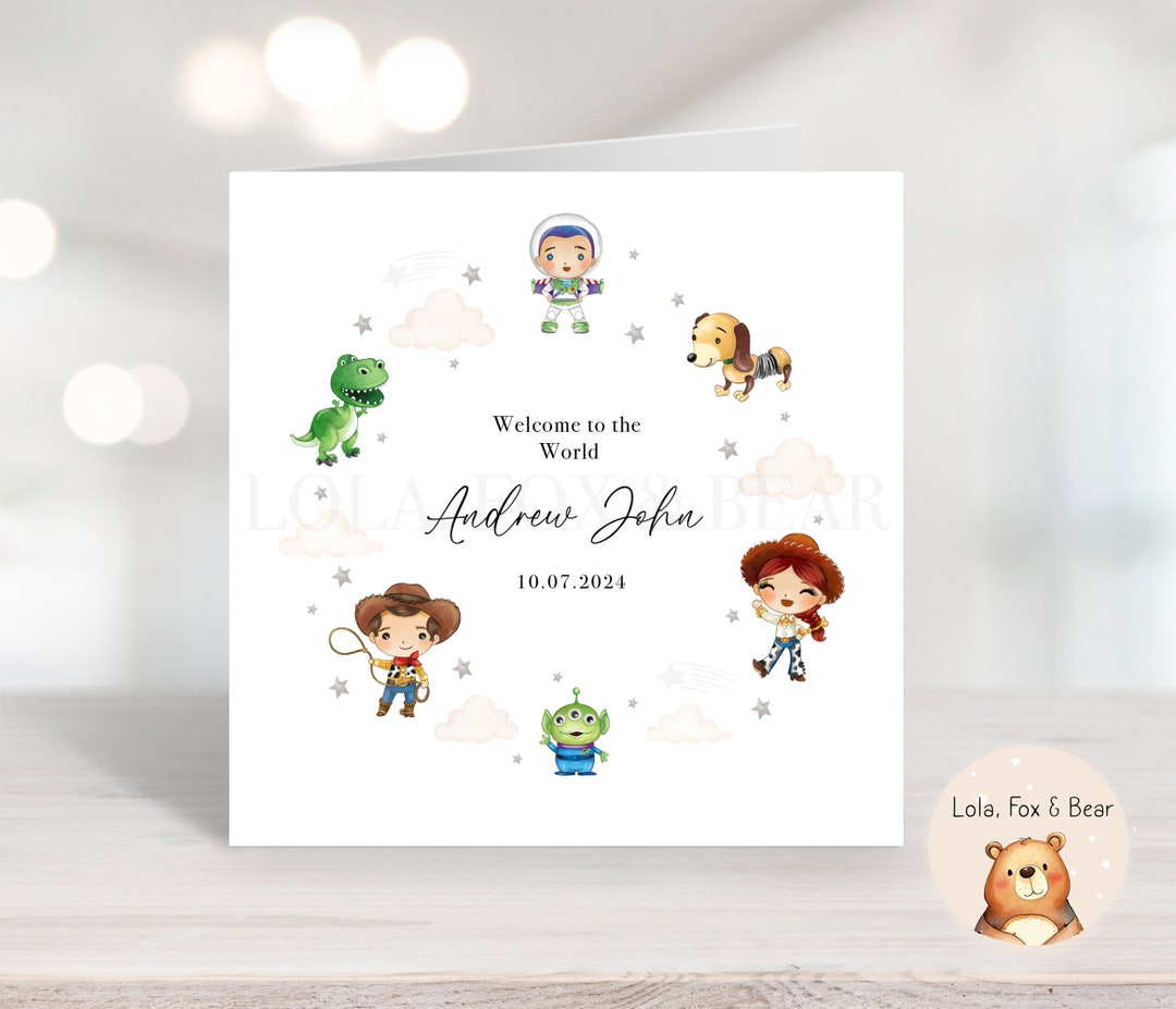 Toy Story New Baby Card, Welcome to the World, Newborn, Personalised ...