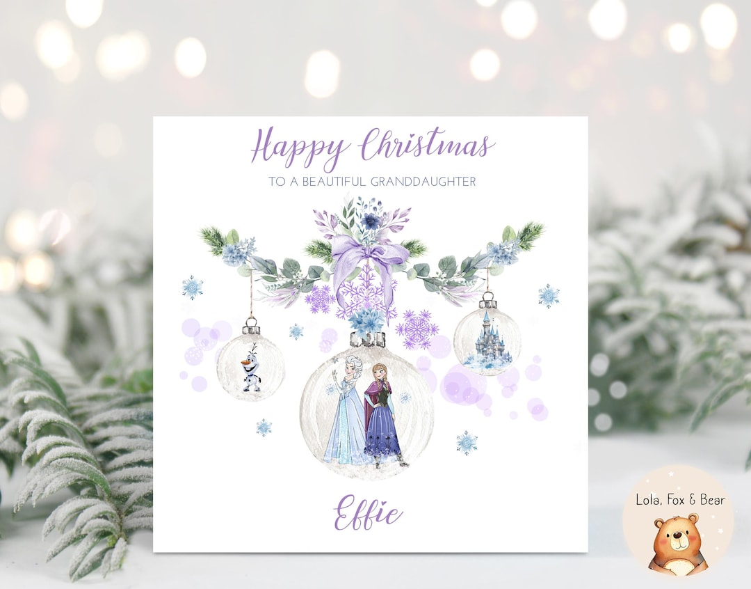 Frozen Christmas Card Personalised - Elsa & Anna, Daughter ...