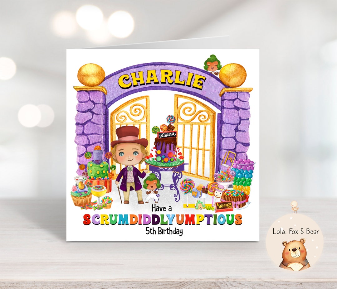 Willie Wonka Birthday Card - Personalised - Scrumdiddlyumptious - Etsy