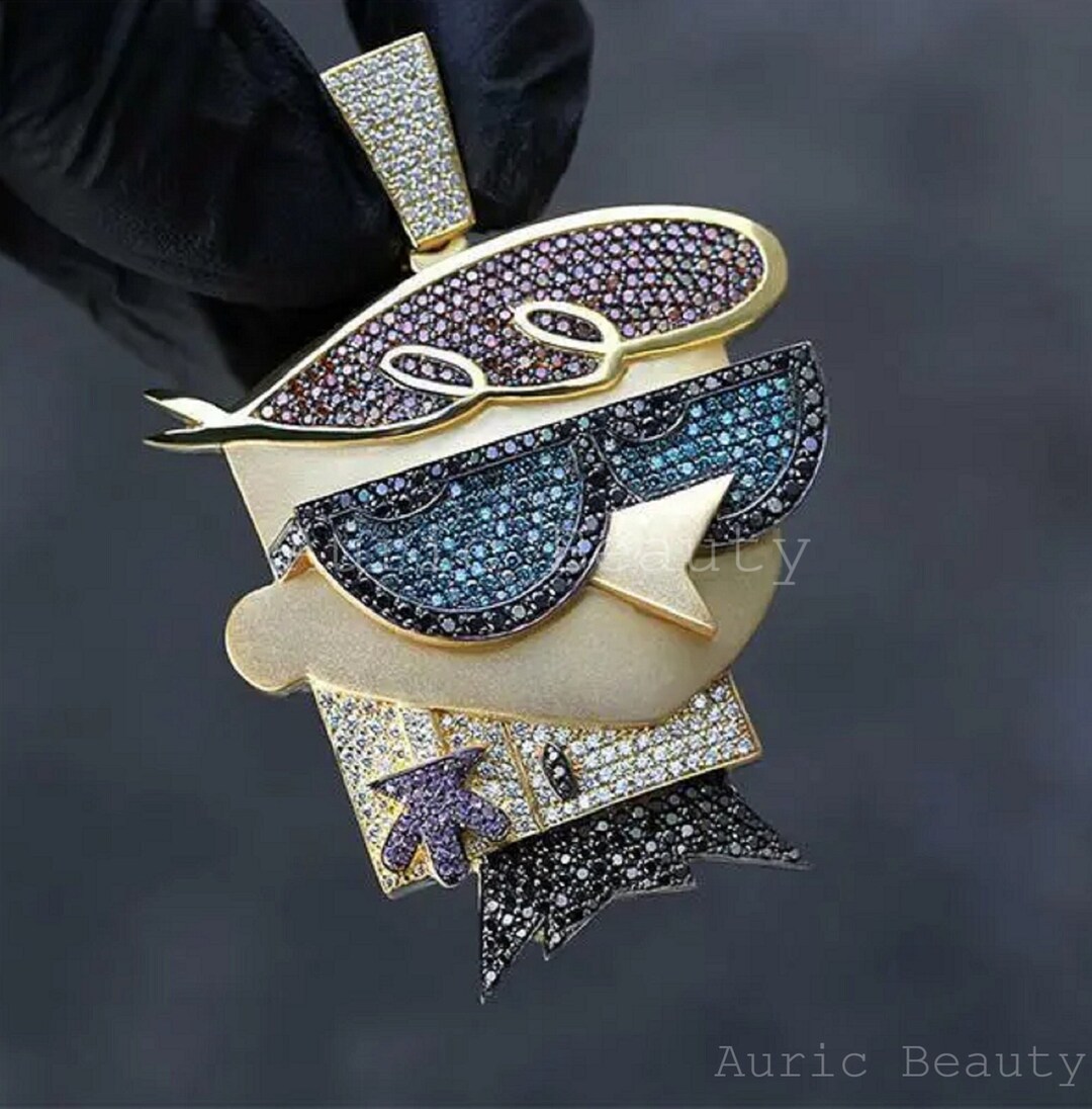 3D Cartoon Character Pendant: Multi-color CZ, 14k Gold Finish, 925 ...