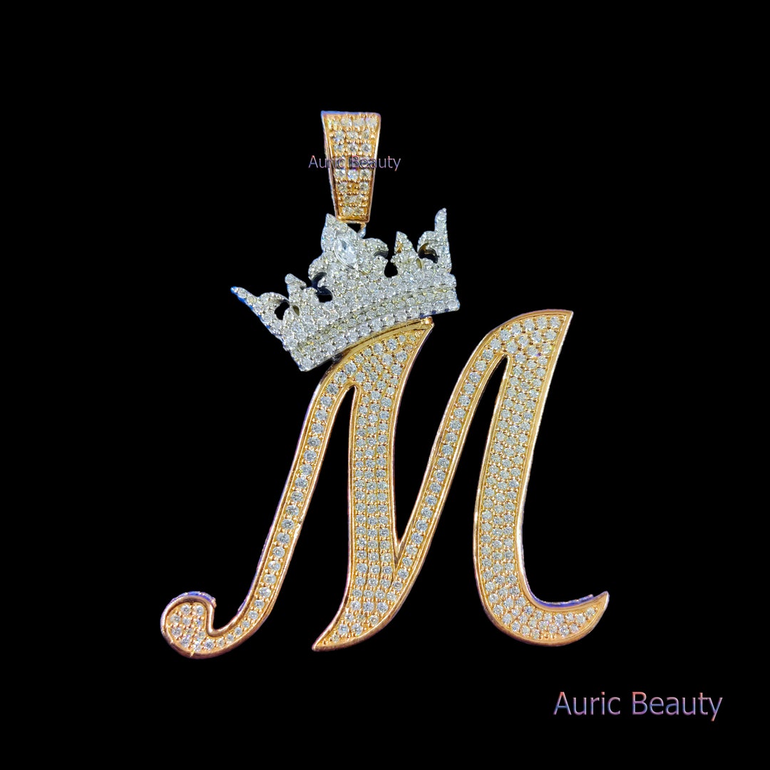 Personalise Any Initial Letter of Your Choice, M Letter Crown Pendant ...
