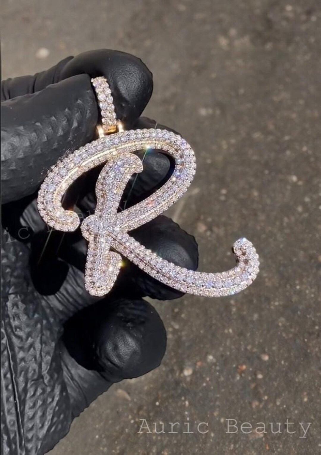 Cursive Font Letter R Pendant, VVS Moissanite Initial Letter, Custom ...