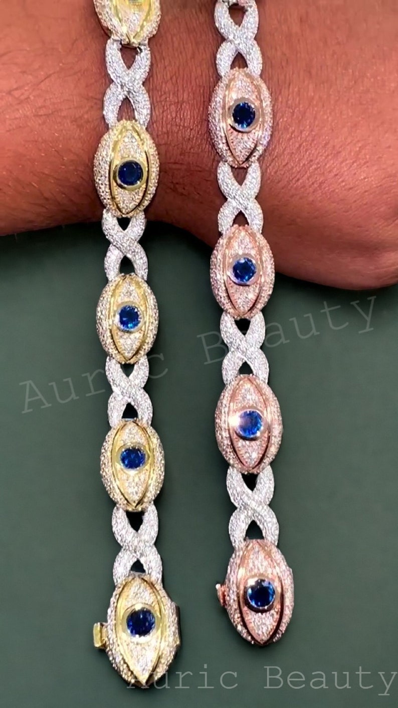 VVS Real Moissanite Men Bracelet, Evil Eye Bracelet, Infinity Bracelet ...