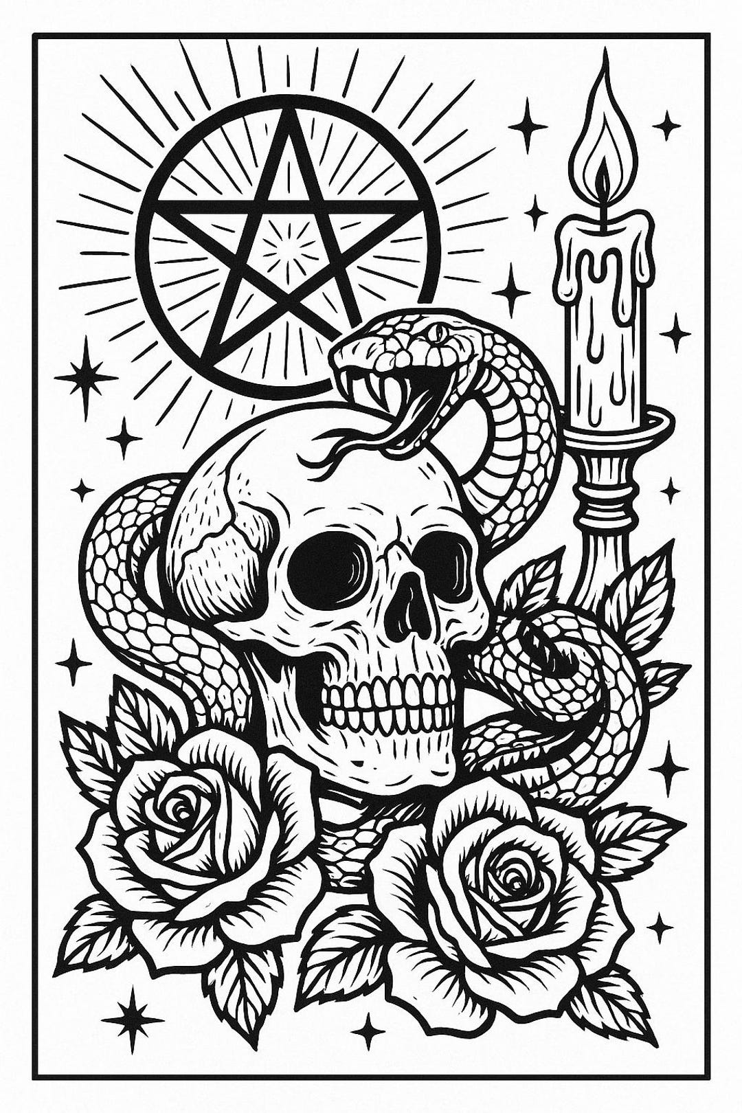 Occult Coloring Pages Pack - 11 Witchcraft , Skull , Demon & Mystic ...