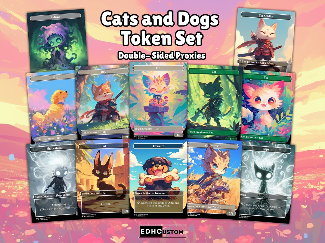 Cats and Dogs Themed Proxy Token Pack Chibi Style Custom MTG Cards ...