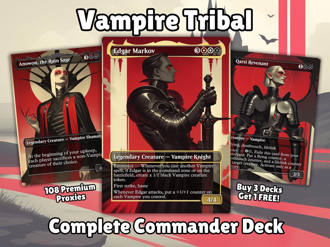 Vampire Tribal Proxy Deck Edgar 100 Cards + Tokens | Full Commander EDH ...