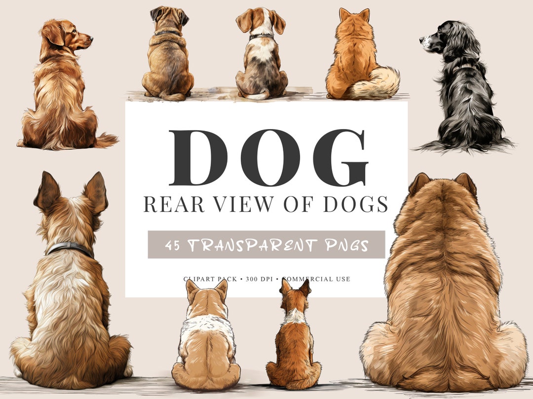 Cute Dog Back Clipart Pack : Dog Facing Away Clipart Sad - Etsy