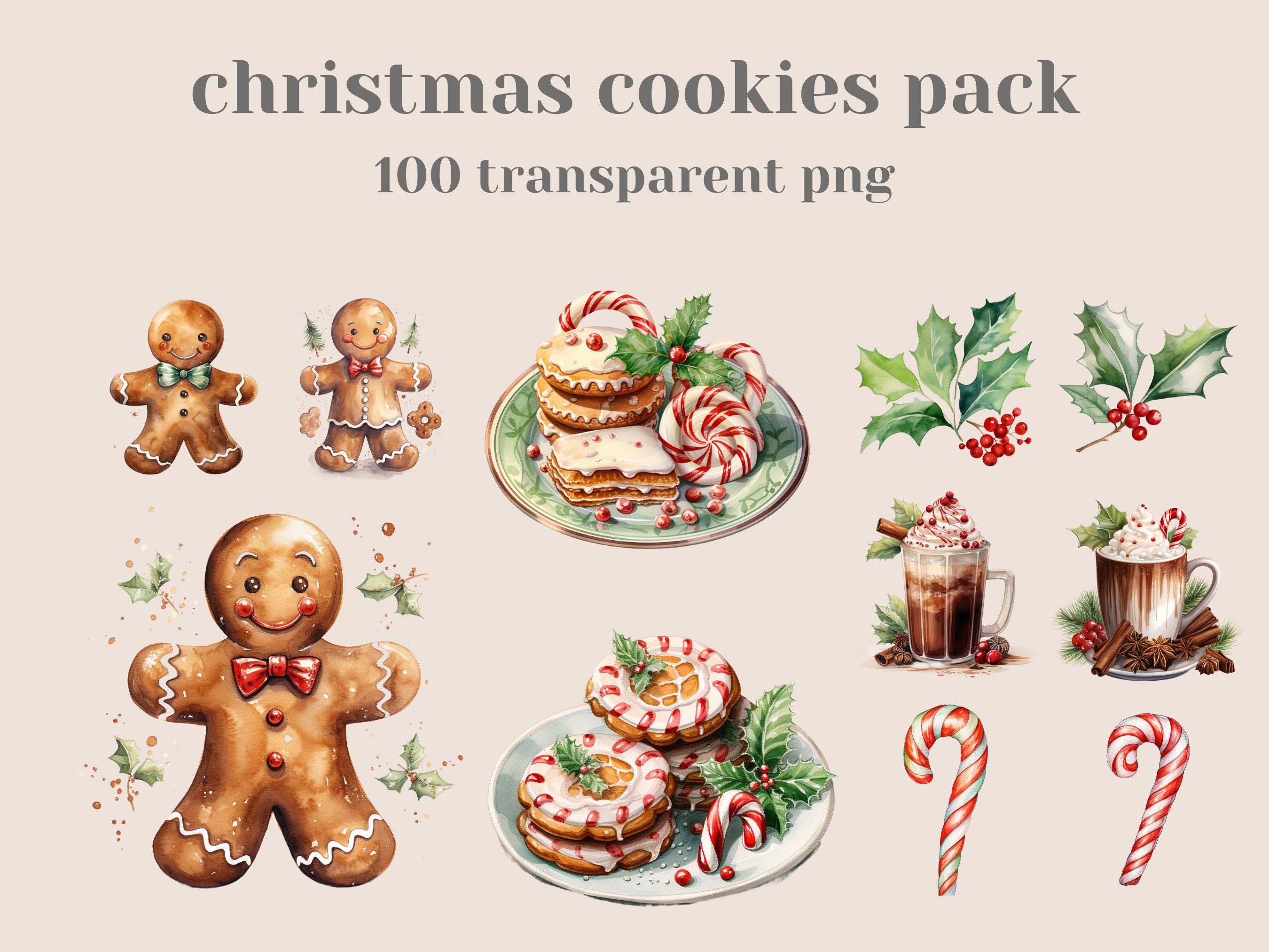 Christmas Cookies Clipart Pack : Gingerbread Man Clipart, Christmas ...