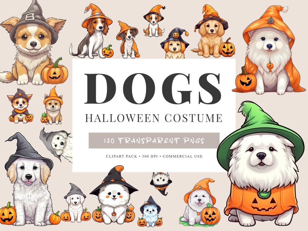 Dogs in Halloween Costume Clipart Pack, Clip Art for Commercial Use ...