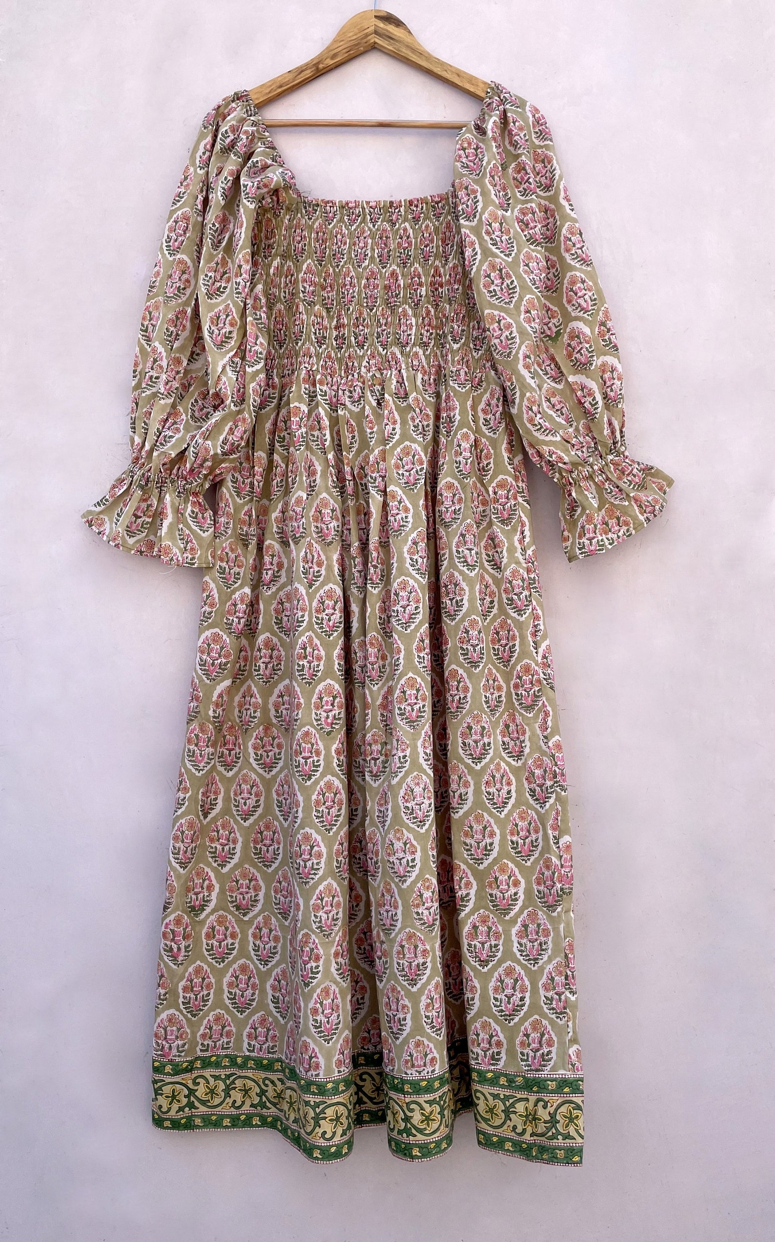 Summer Bobbin Style Cotton Long Maxi Dress / Square Neckline With ...