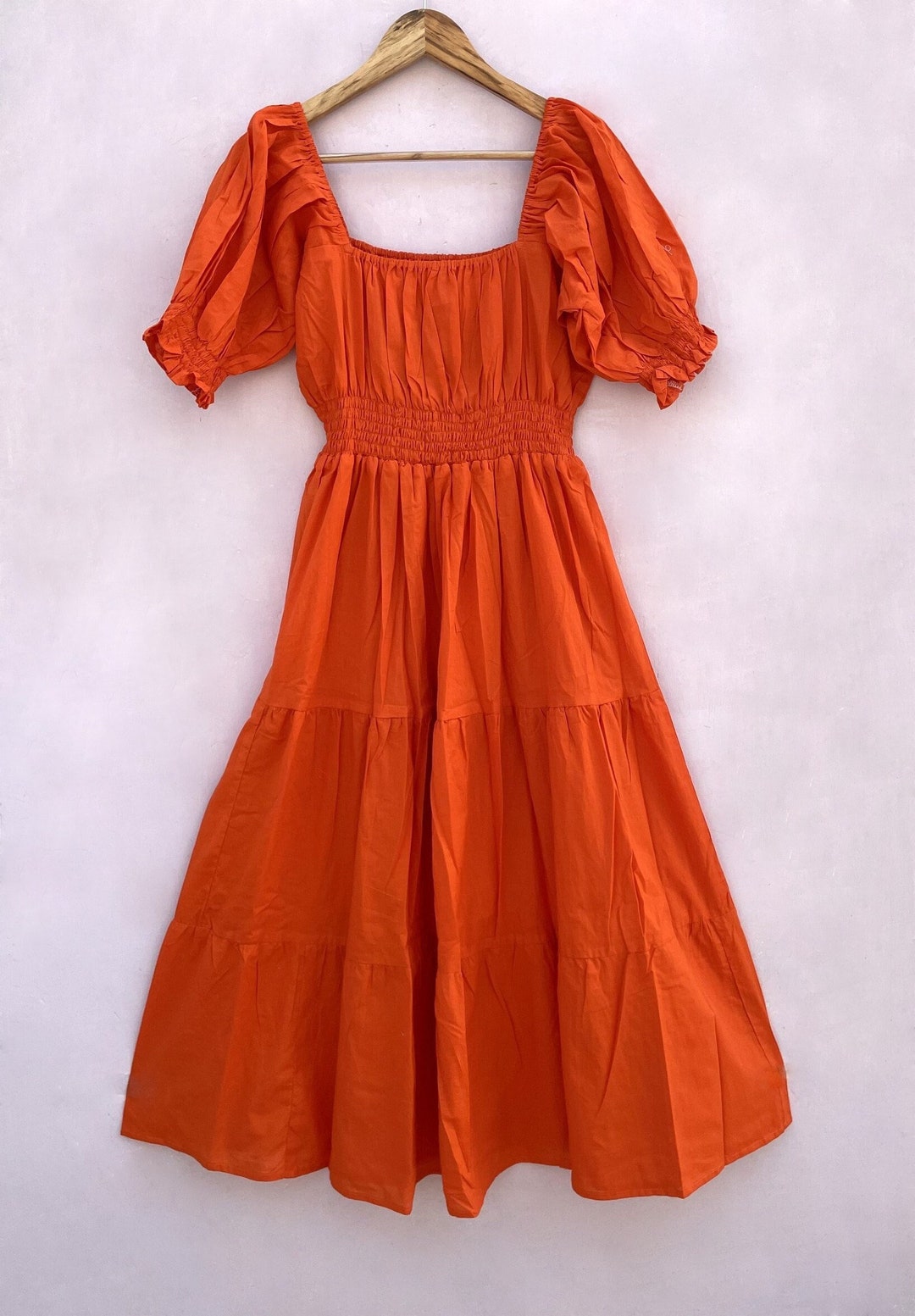 Indian Style Summer Smocking Maxi Dress / Square Neck With Waist ...