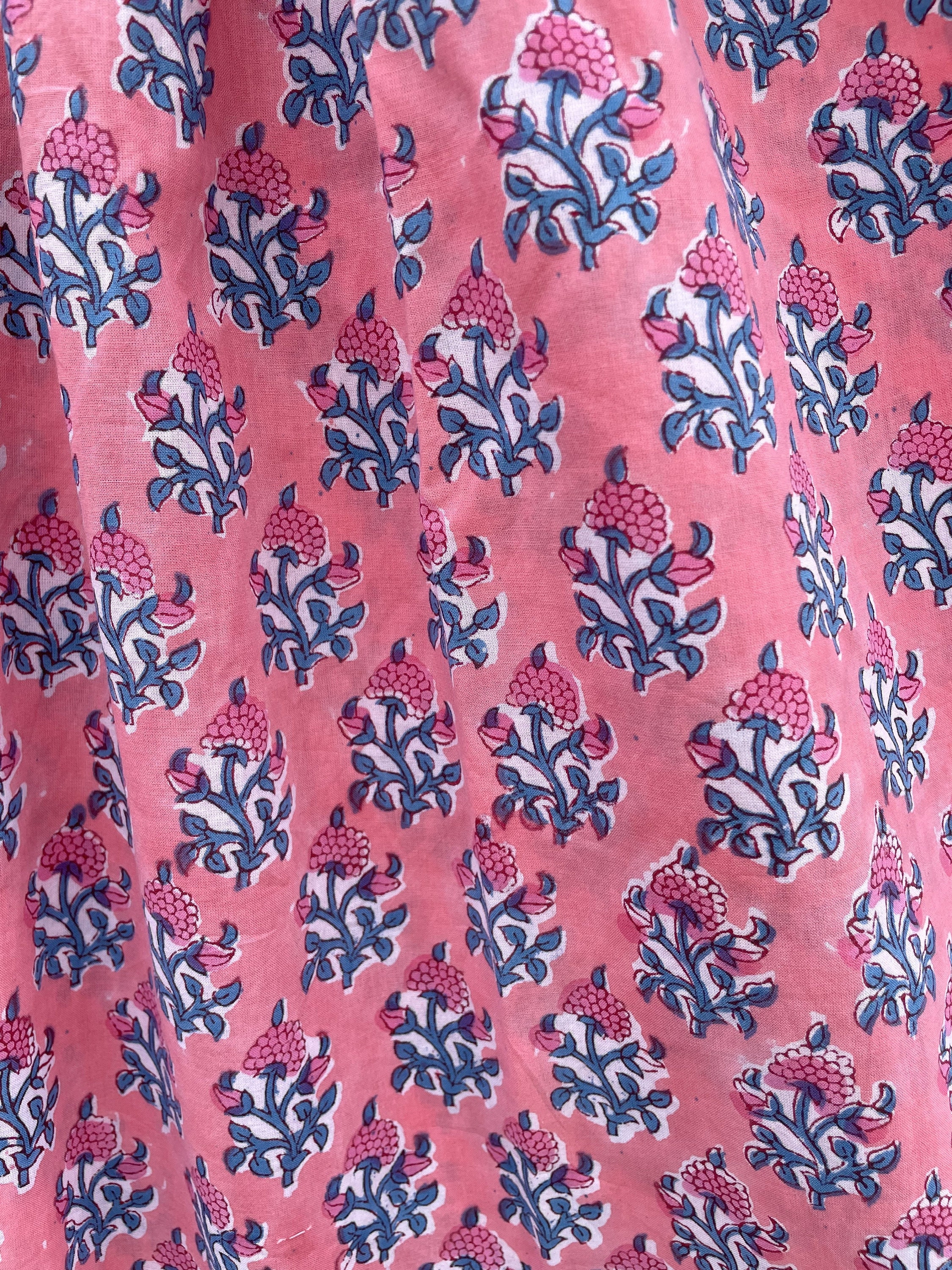 Cotton Pink Booty Printed Women Wear Long Frill Maxi Dress / V Neckline ...