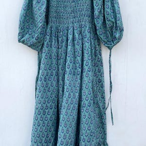 Traditional Indian Wear Block Printed Maxi Dress / Square Neckline With ...