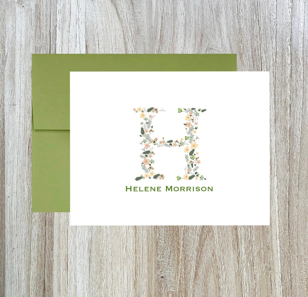 Personalized Stationery || Floral Initial Stationary Cards ...