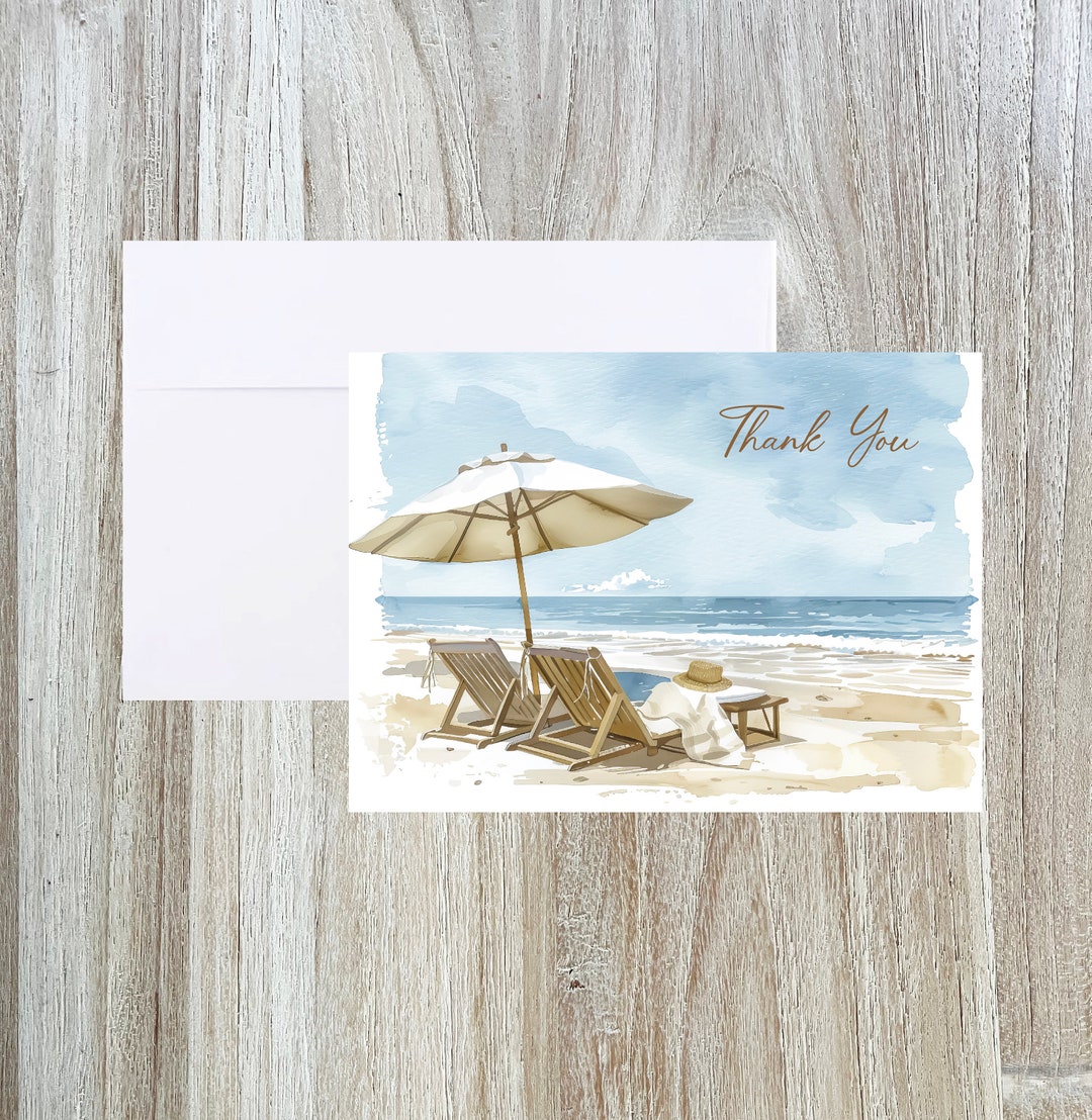 Beach Stationary Cards || Beach Thank You Cards || Stationary || Thank ...
