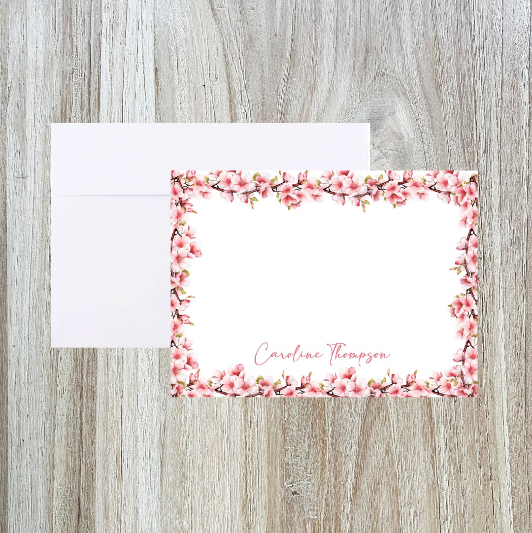 Personalized Stationery || Pink Floral Cards || Pink Floral Stationery ...
