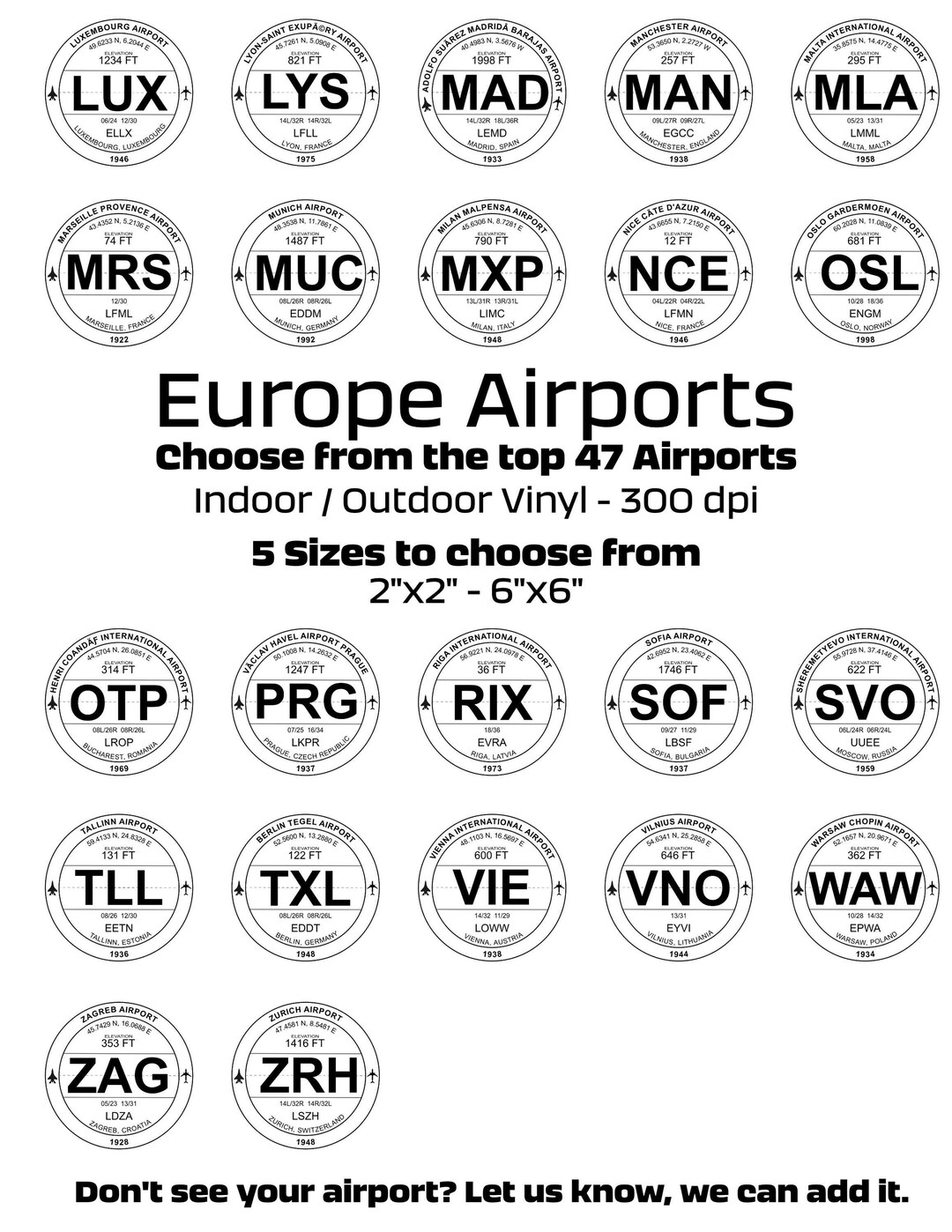 Europe Airport Airplane Flight Crew Vinyl Indoor Outdoor Stickers ...