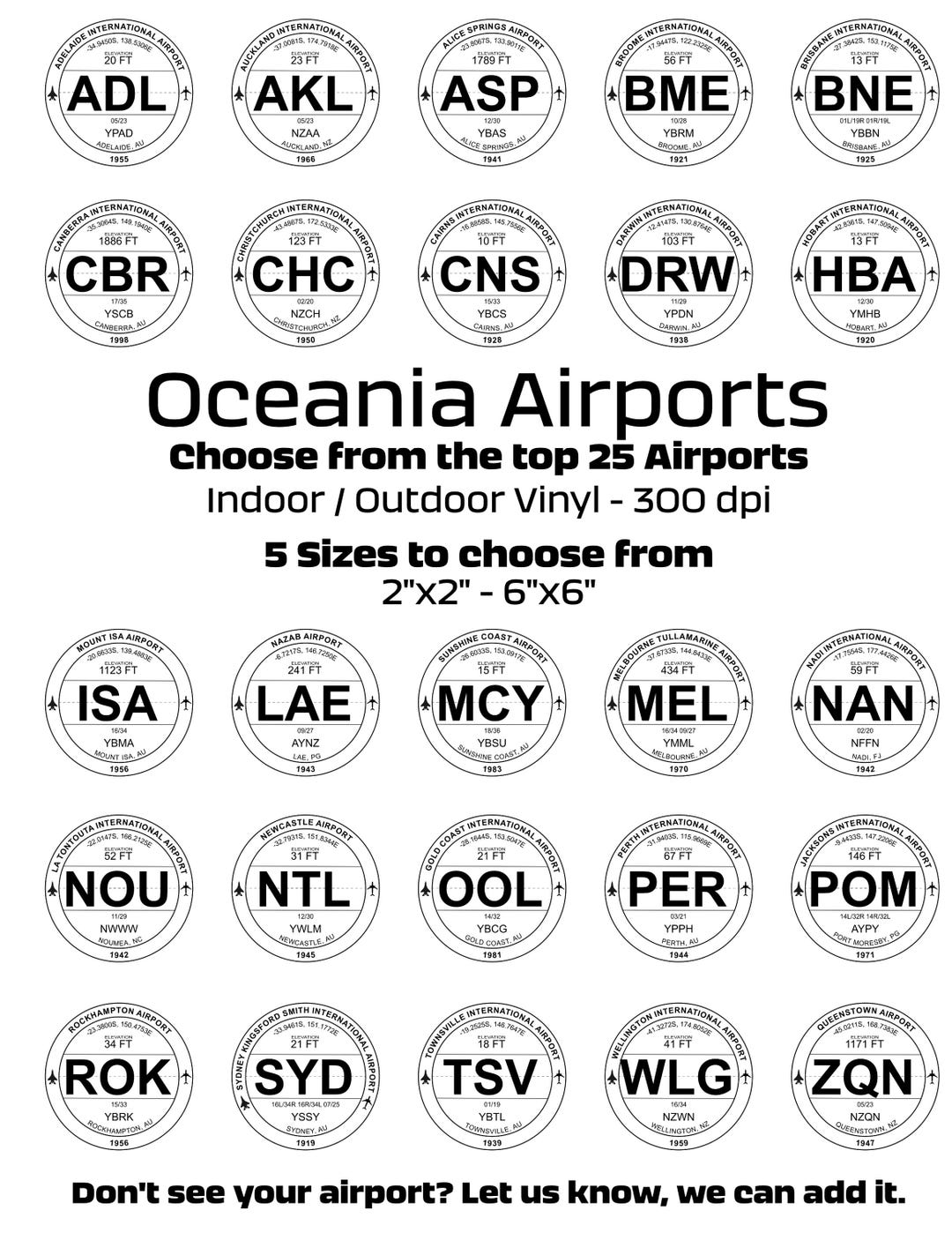 Oceania Australia and New Zealand Airport Airline Flight Vinyl Indoor ...