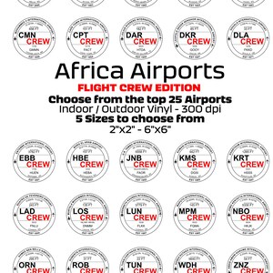 Africa Airport Airline Flight CREW Vinyl Indoor Outdoor Stickers ...
