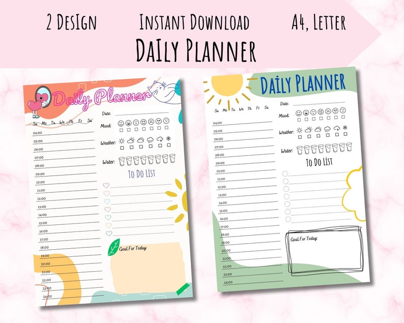 Daily Life Planner Daily Printable Planner Hourly Digital Planner Daily ...