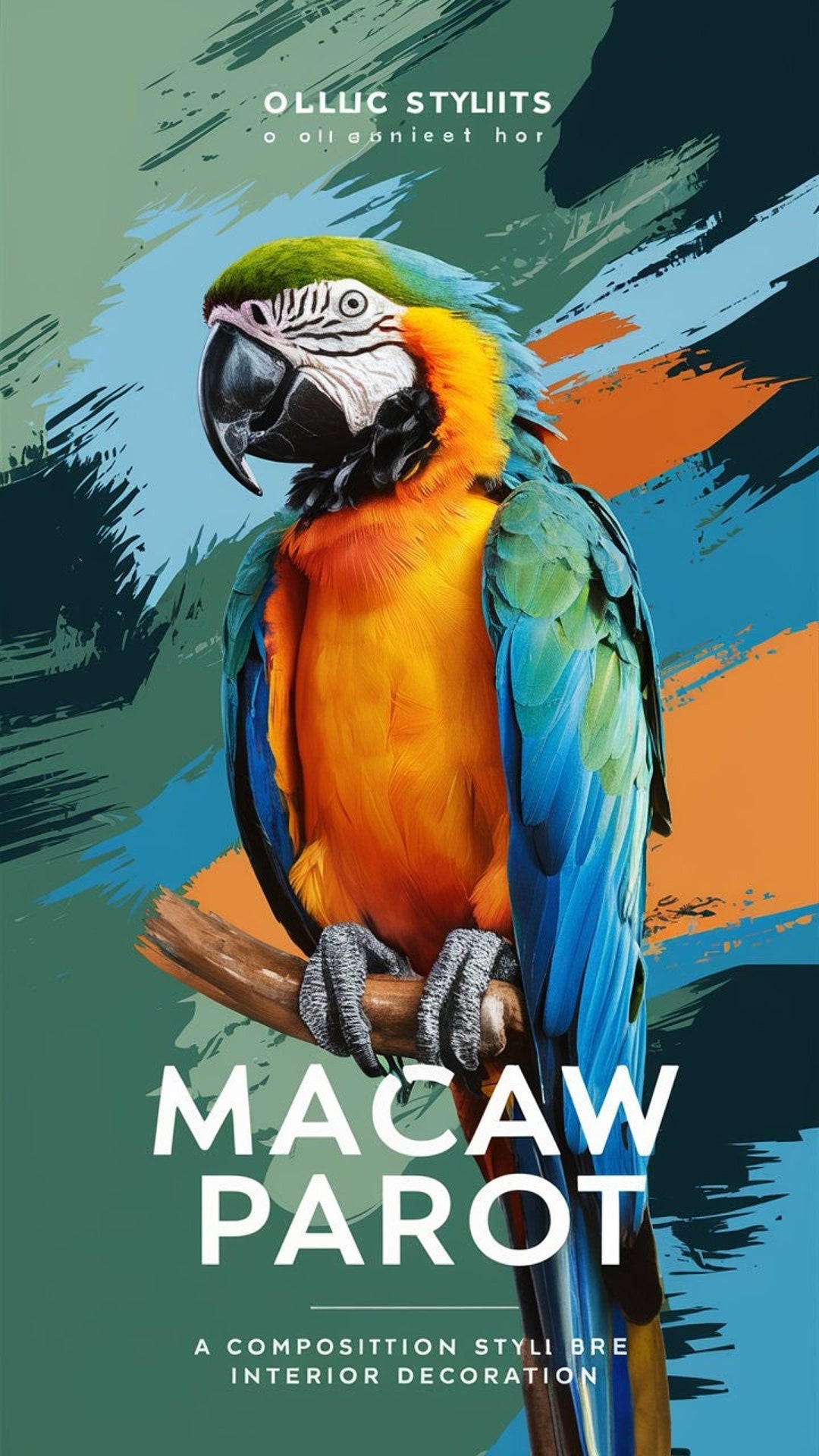 Vibrant Macaw Parrot Digital Art Instant Download, Printable Wall Art ...
