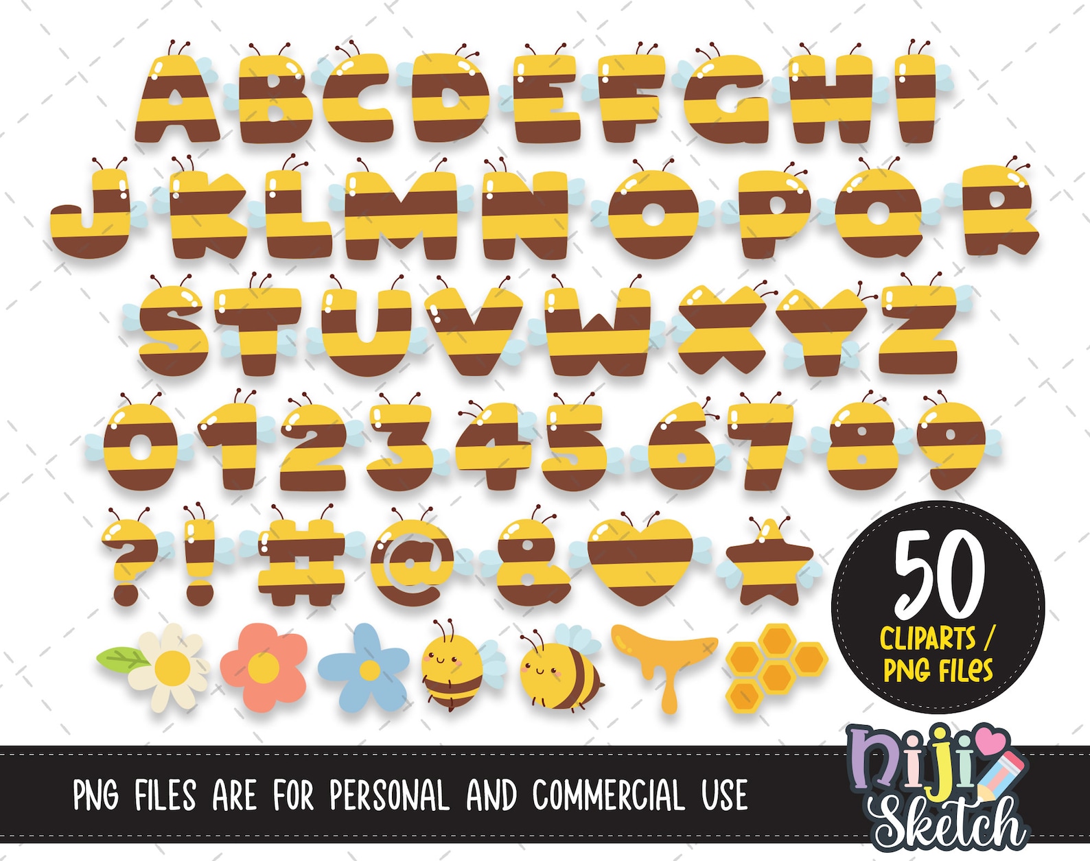 Little Bee Alphabets and Number Bundle, Little Bee Alphabet Clipart ...