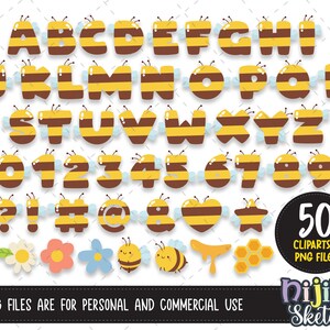 Little Bee Alphabets and Number Bundle, Little Bee Alphabet Clipart ...