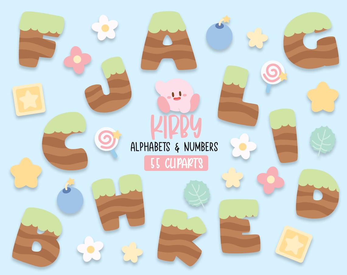 Kirby Alphabets and Number Bundle, Kirby Alphabet Clipart, Kirby Letter ...