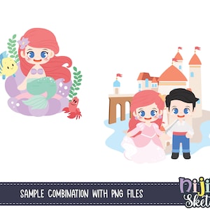 Little Mermaid Clipart, Princess Clipart, Fairytale Clipart, PNG ...