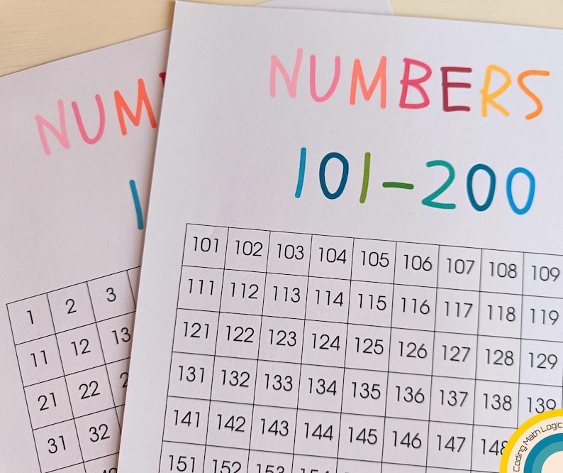 Numbers 1-1000 Chart: Math Worksheets Printable (digital Download) - Etsy