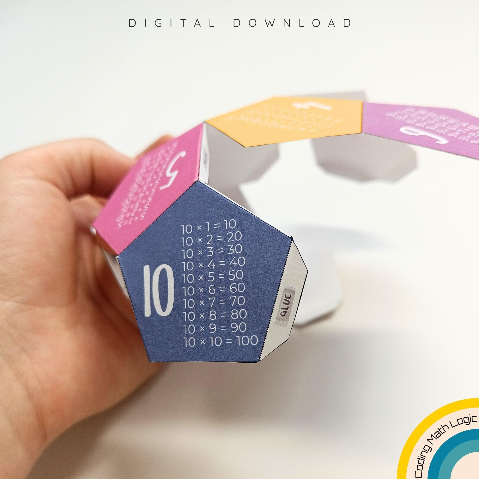 Multiplication Table DIY Math Game: Printable Dodecahedron (PDF ...