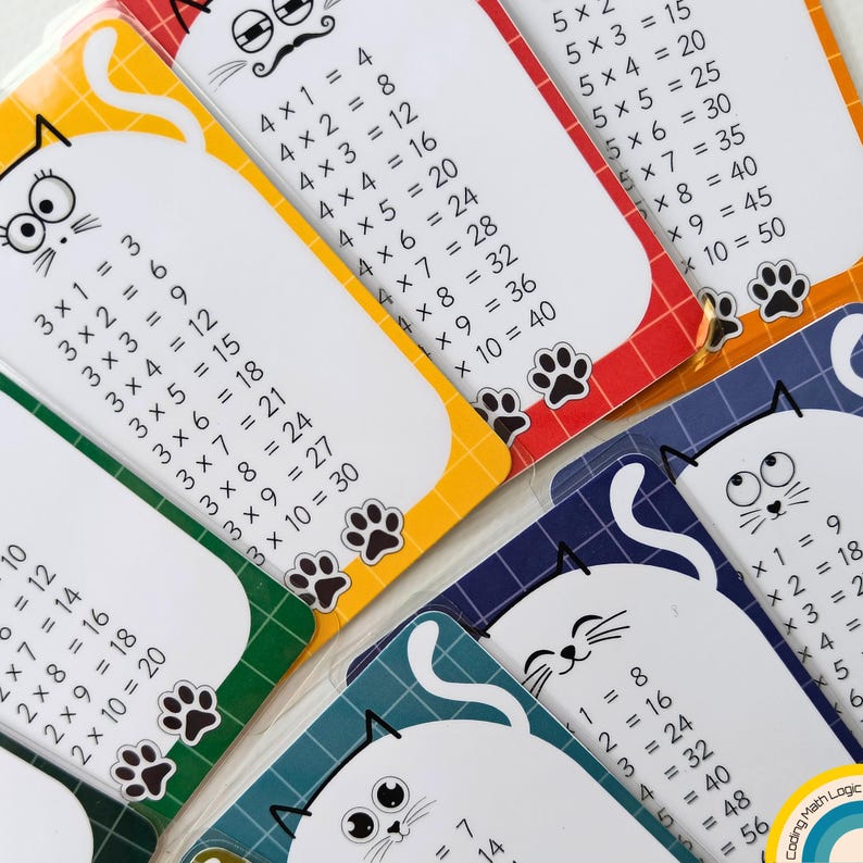 Multiplication Tables Flashcards Practice Multiplication Laminated ...