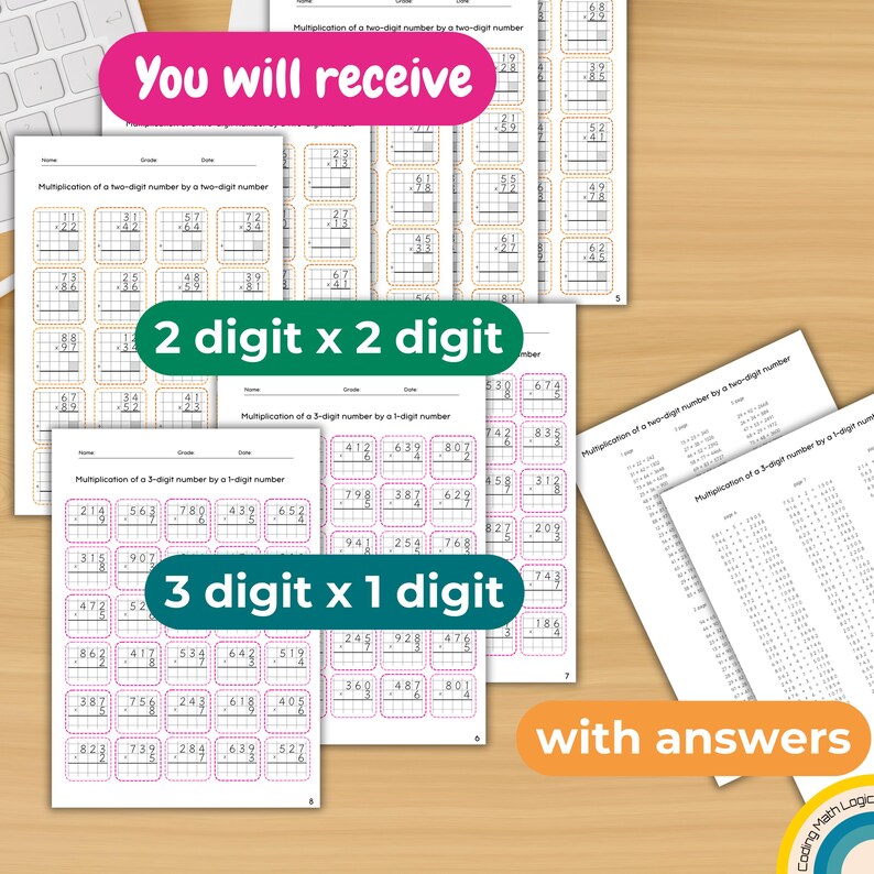 Multi-digit Multiplication: 2 & 3 Digit Math Drills, Printable Teacher ...