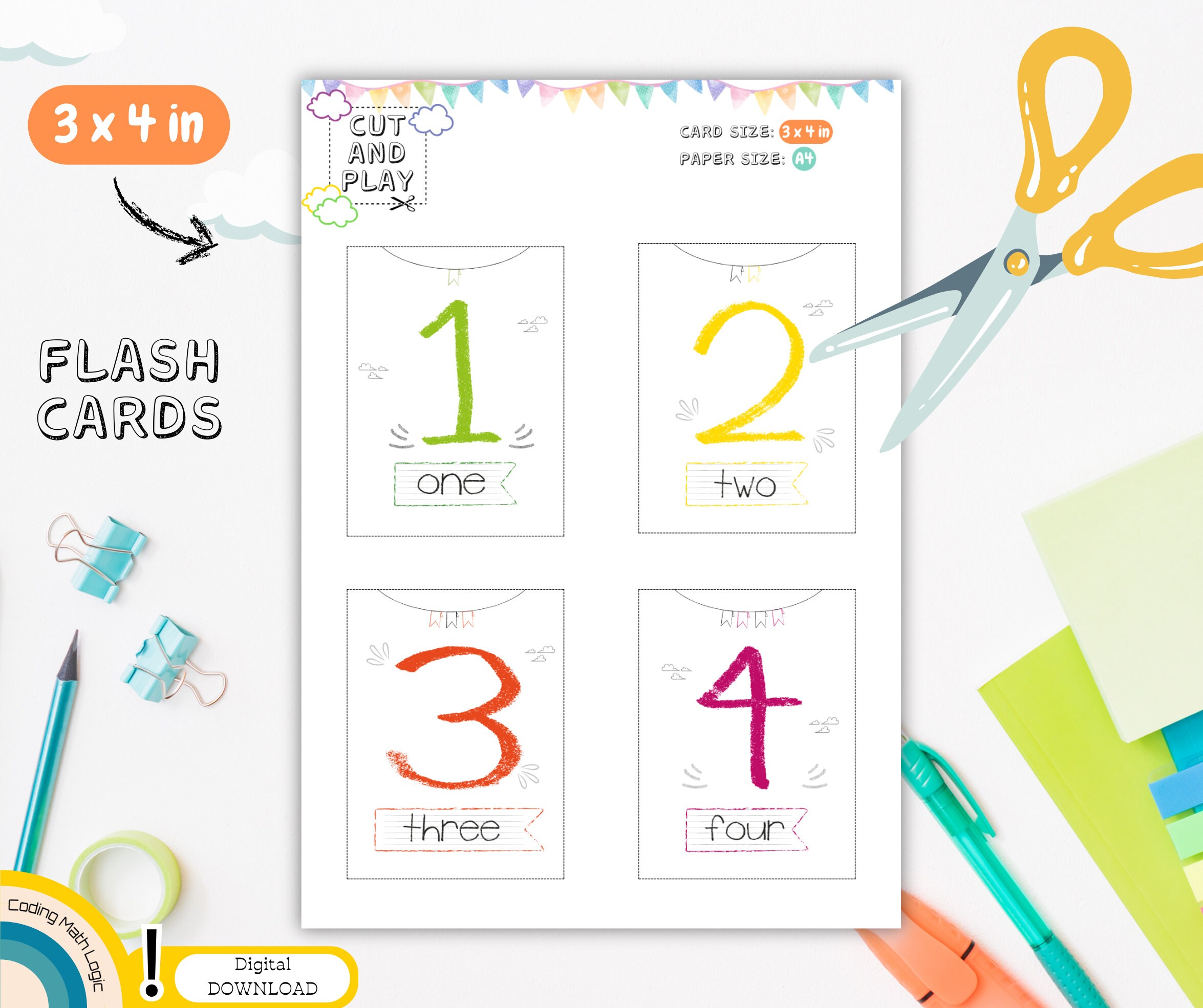 Number Flashcards Preschool Counting Flashcards Number Cards 1-10 ...