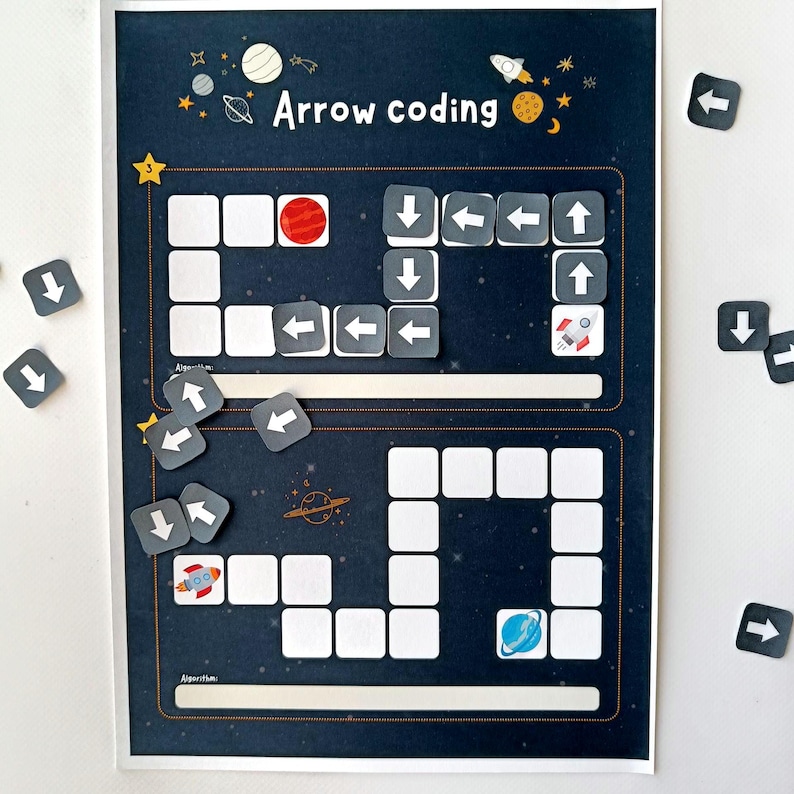 Space Coding Worksheets: Arrow Coding, Preschool Printable (digital ...
