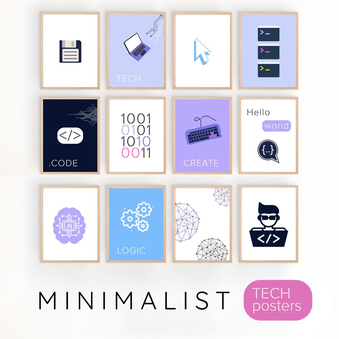 Tech Posters Coding Wall Art Geeks Wall Art Minimalist Tech Coding ...