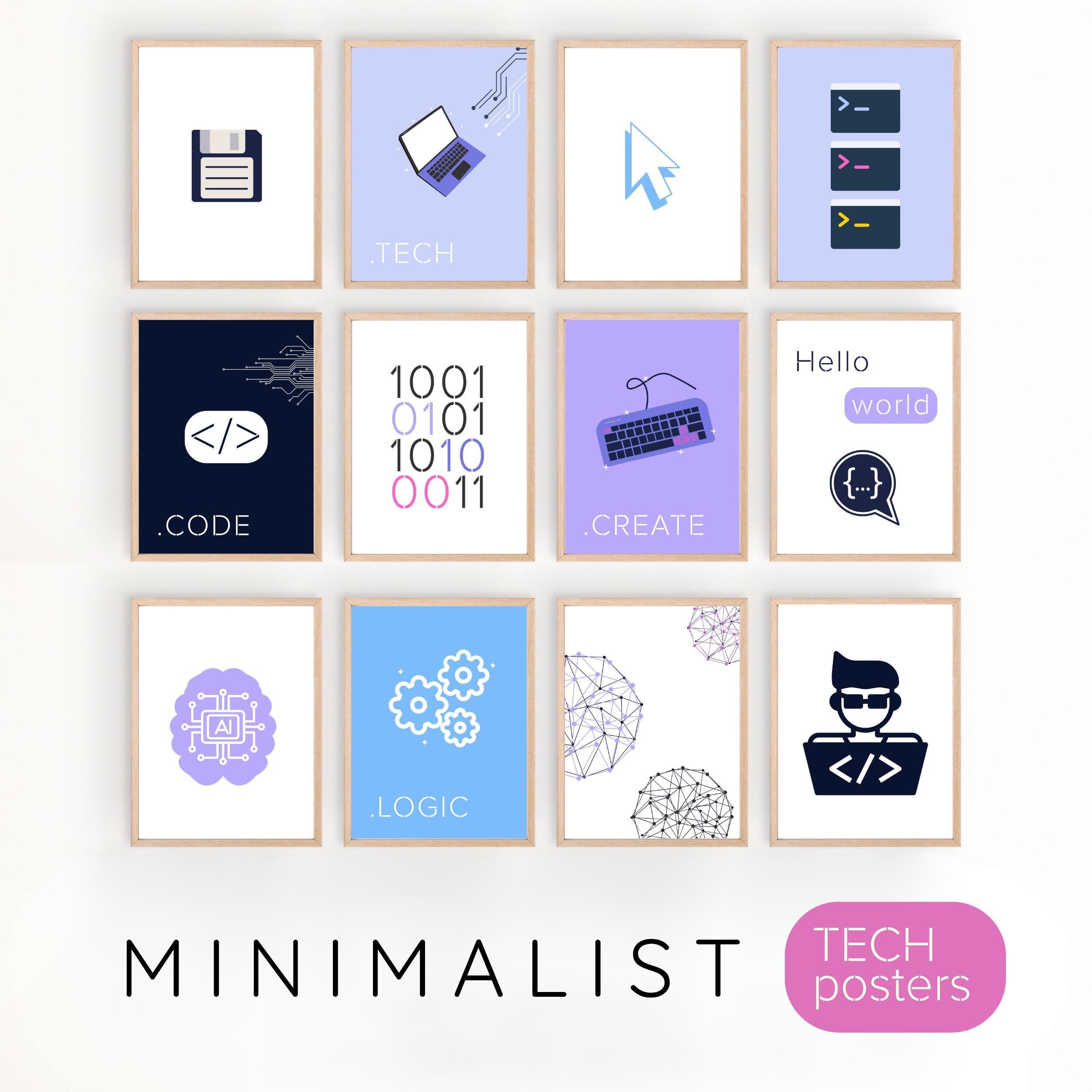 Tech Posters Coding Wall Art Geeks Wall Art Minimalist Tech Coding ...