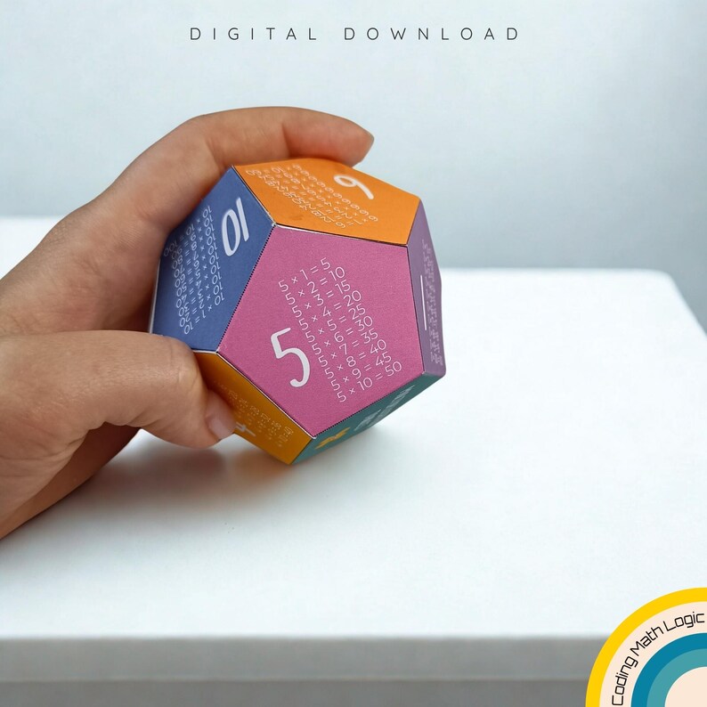 Multiplication Table DIY Math Game: Printable Dodecahedron (PDF ...