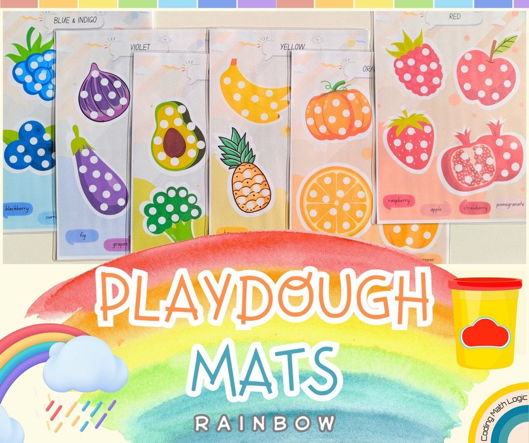 Playdough Mats Rainbow Colors Printable Playdough Activity Toddler ...