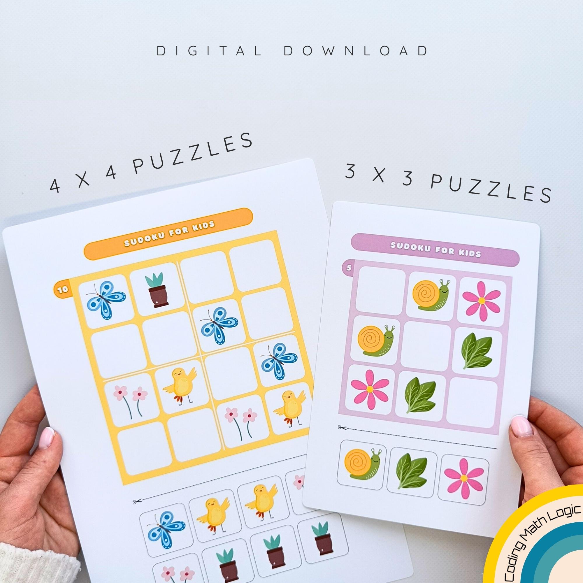 Printable Sudoku Puzzles for Kids Easy 3x3 and 4x4 Grids Activities for ...
