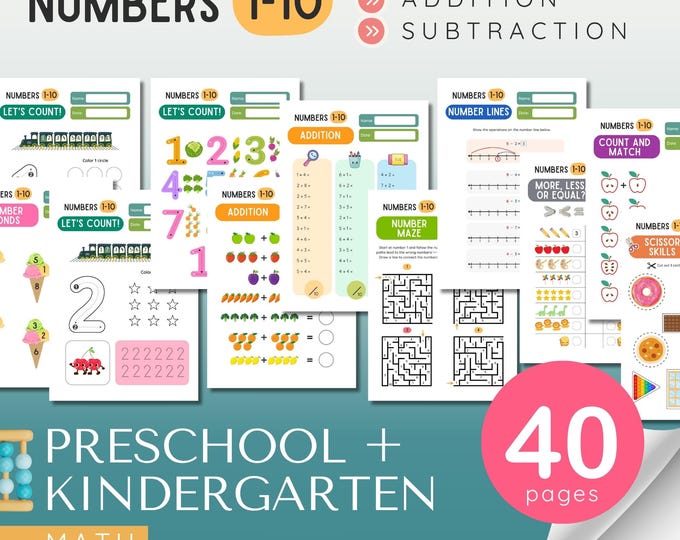 Printables Kindergarten Math Worksheets, Numbers 1 to 10, Counting ...